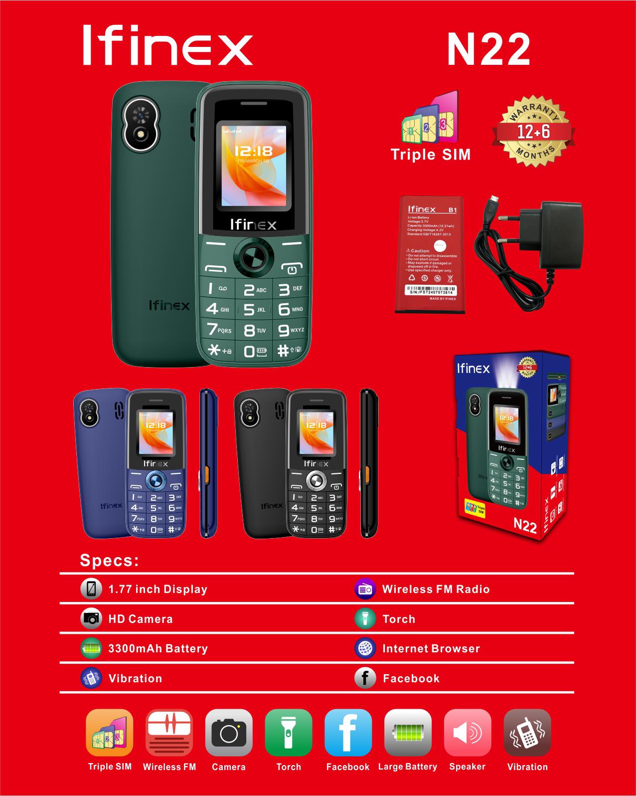 Best price for IFINEX N22 TRIPLE SIM CARD KABAMBE/MULIKA MWIZI/BUTTON ...