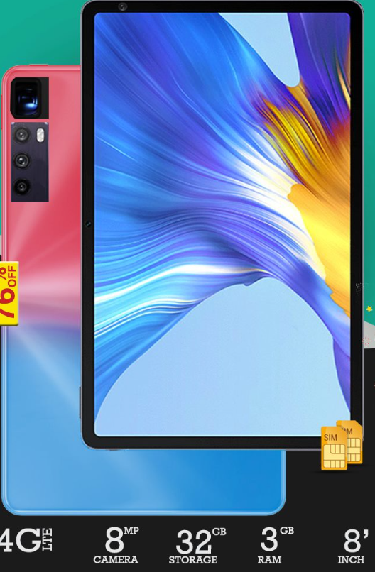 Best price for U-966 Android Tablet 8-Inch 3GB RAM 32GB ROM 4G-LTE With ...