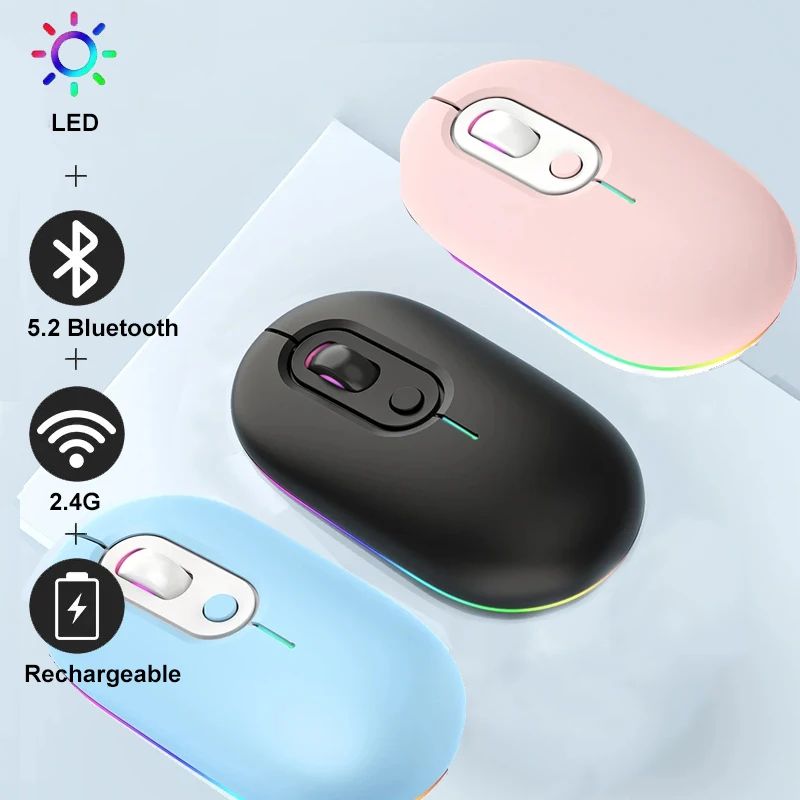 Best price for 2.4G Wireless Mouse RGB Rechargeable Bluetooth Mice ...
