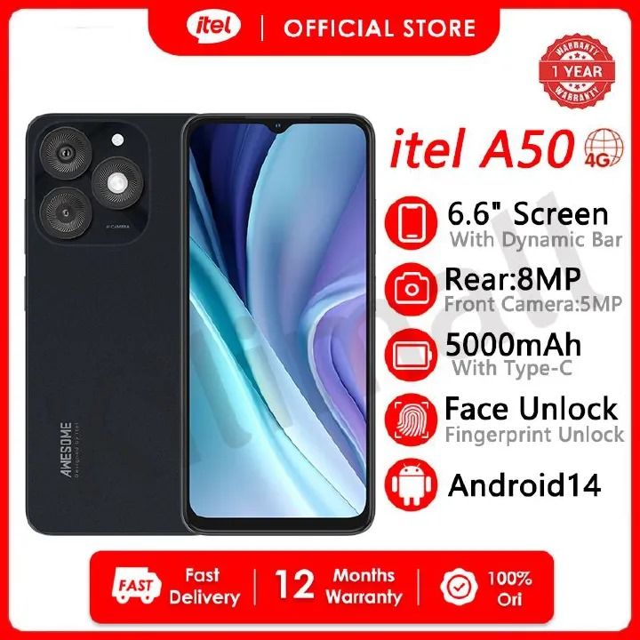 Best price for Itel A50 4G Network 64GB+2GB RAM 6.6" Screen Dual SIM ...