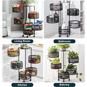 Best price for 4 Tier Fruit Vegetable Storage Basket, Round Rotating ...