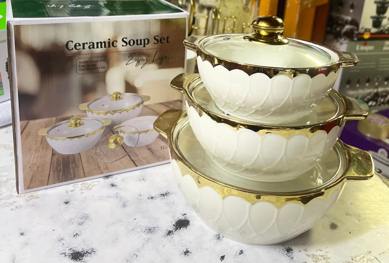 Best price for 3 Pcs Stylish Ceramic Chafing Dish KEY FEATURES Ceramic ...