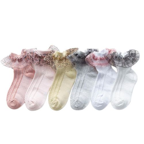 Best price for Children's Socks Mesh Girl Lace Socks Leopard Student Mid