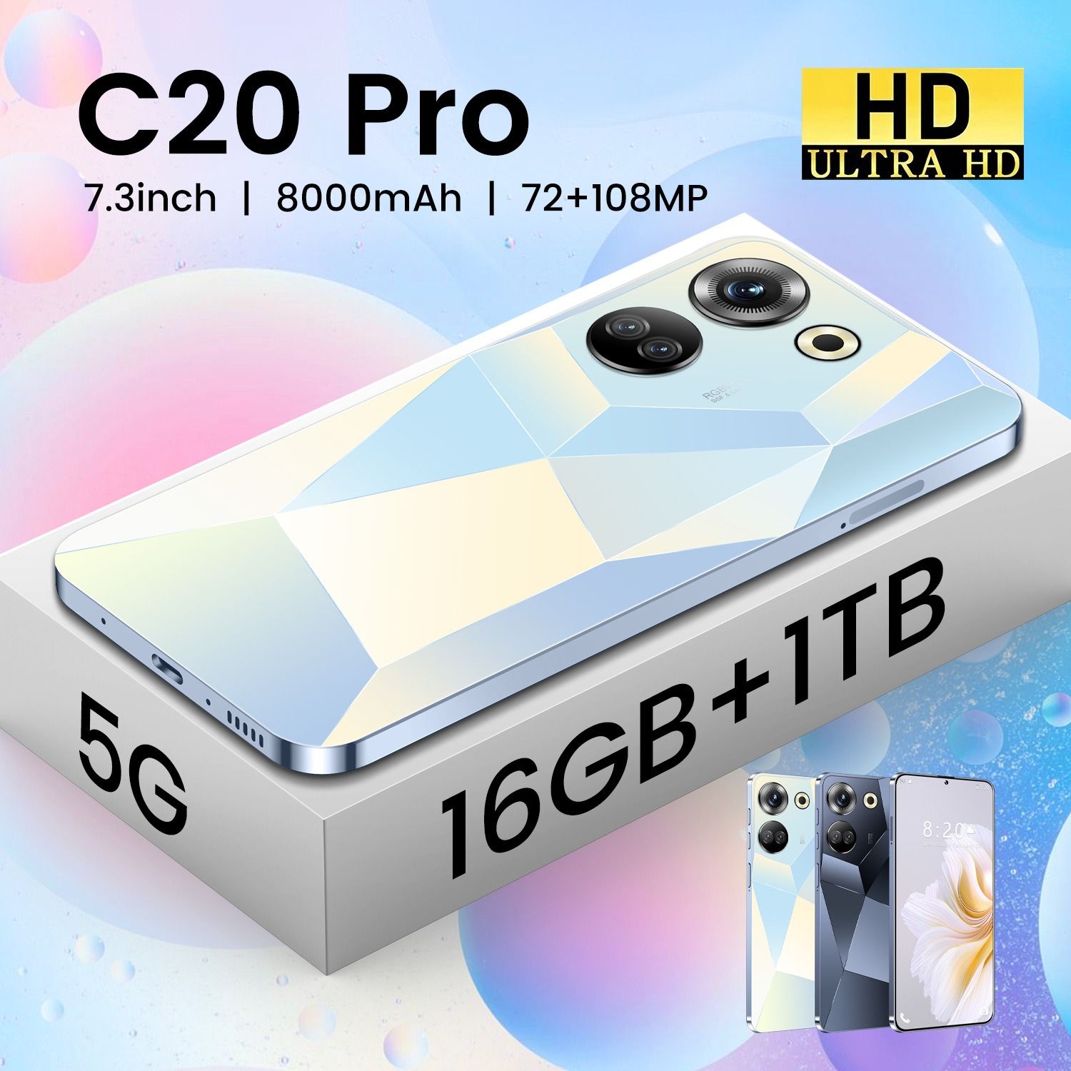 Exclusive discounts for Phone C20Pro3+64G7.3 Large Screen Smartphone