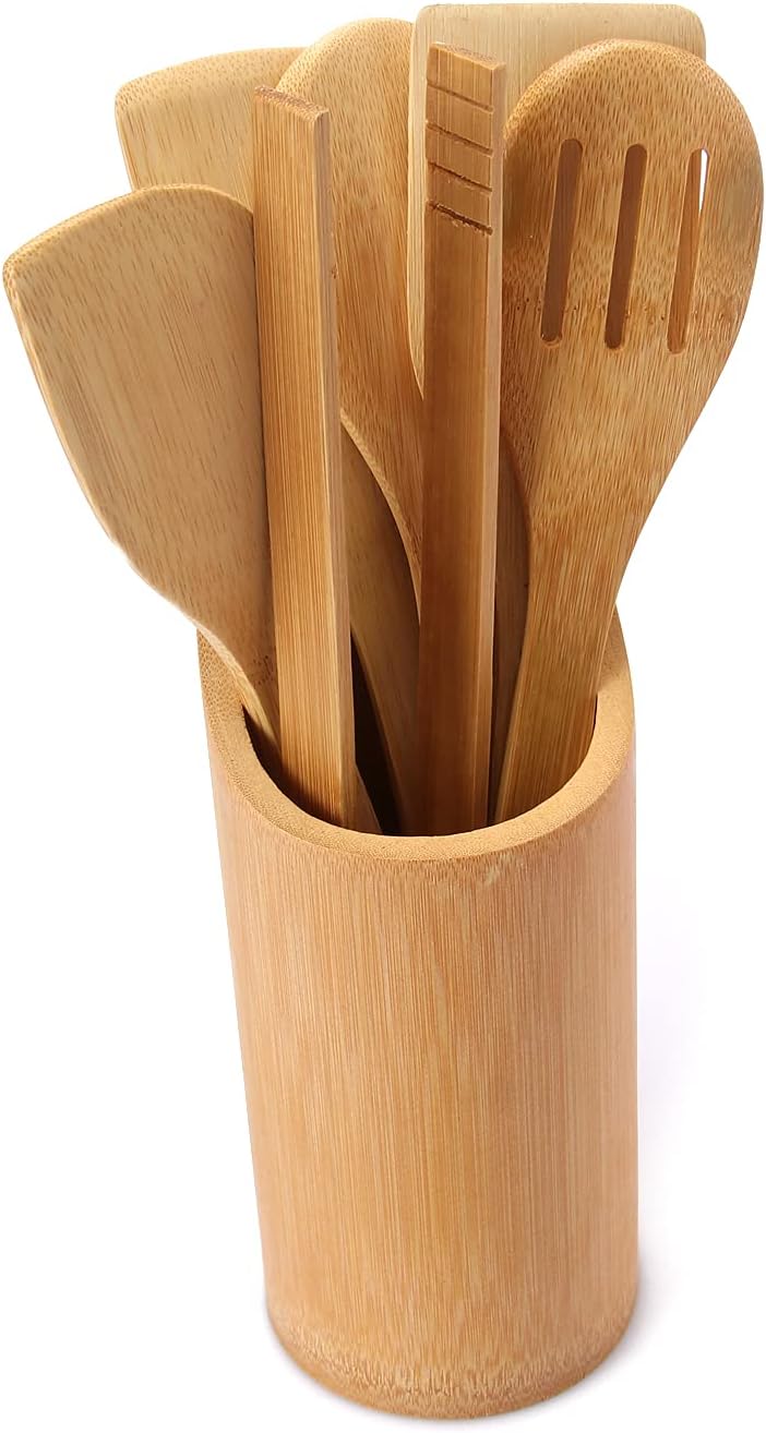 Best price for 7pc bamboo mwiko 1 PC spaghetti server. 1 PC soup ladle ...