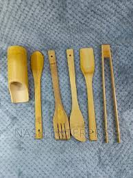 Best price for 7pc bamboo mwiko 1 PC spaghetti server. 1 PC soup ladle ...