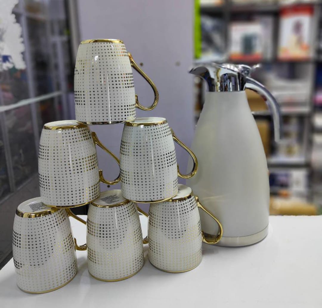 Best price for 6pcs Mugs Tea, Coffee Cups Plus Thermo Flask