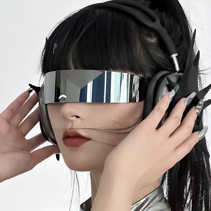 Best price for Futuristic Cyberpunk Sunglasses Y2K Space Cyclops Wrap ...