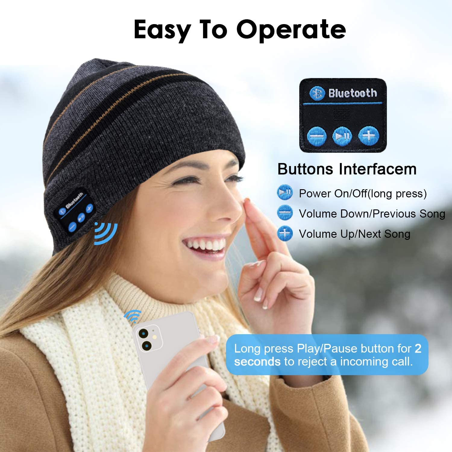Best price for Bluetooth hat Headphones Washable Hat Thin knitted Cap ...