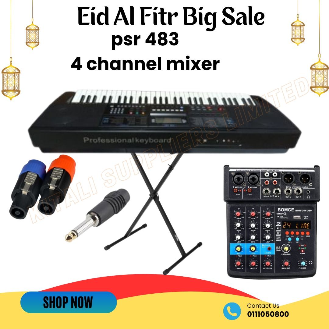 Best price for Psr keyboard 483 4 channel mixer, keyboard stand, 1pair ...