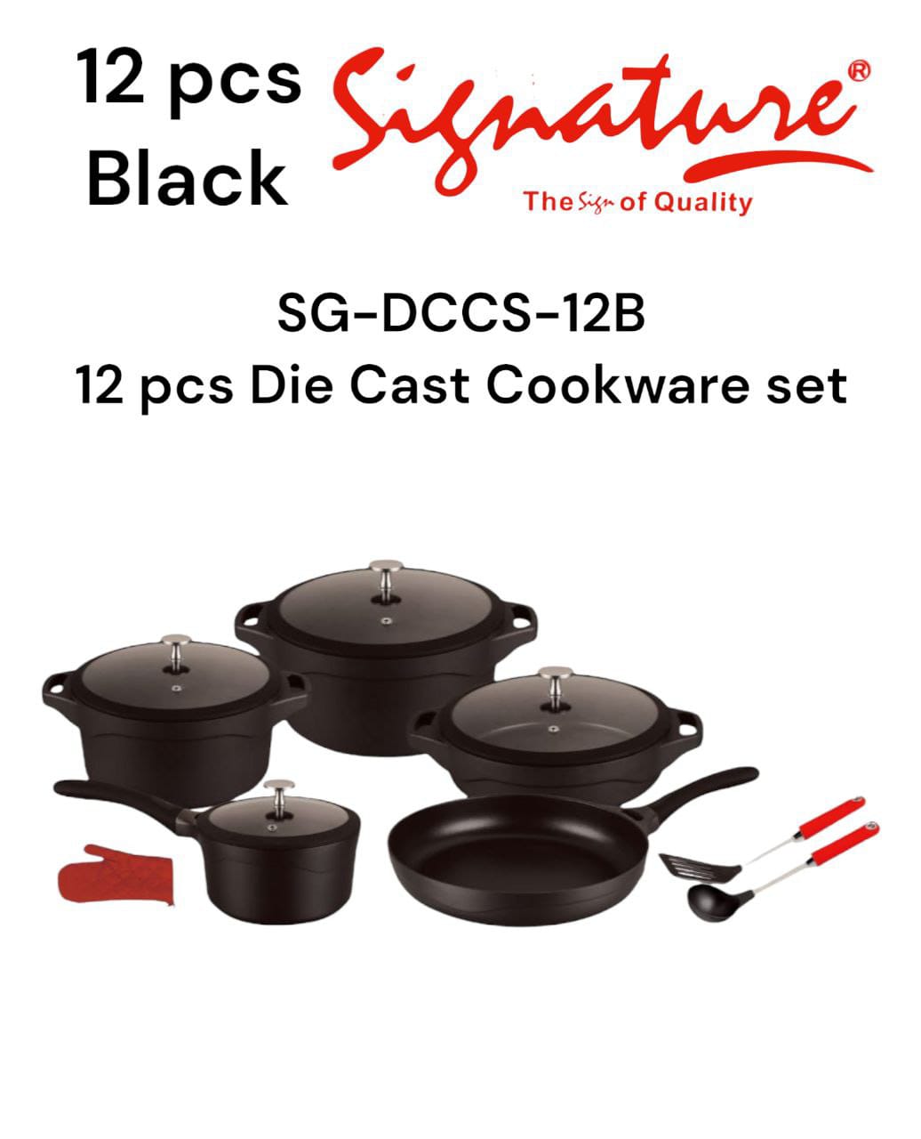 Best price for 12-piece Die Cast Cookware Set Color-Black Size-12 Pcs ...