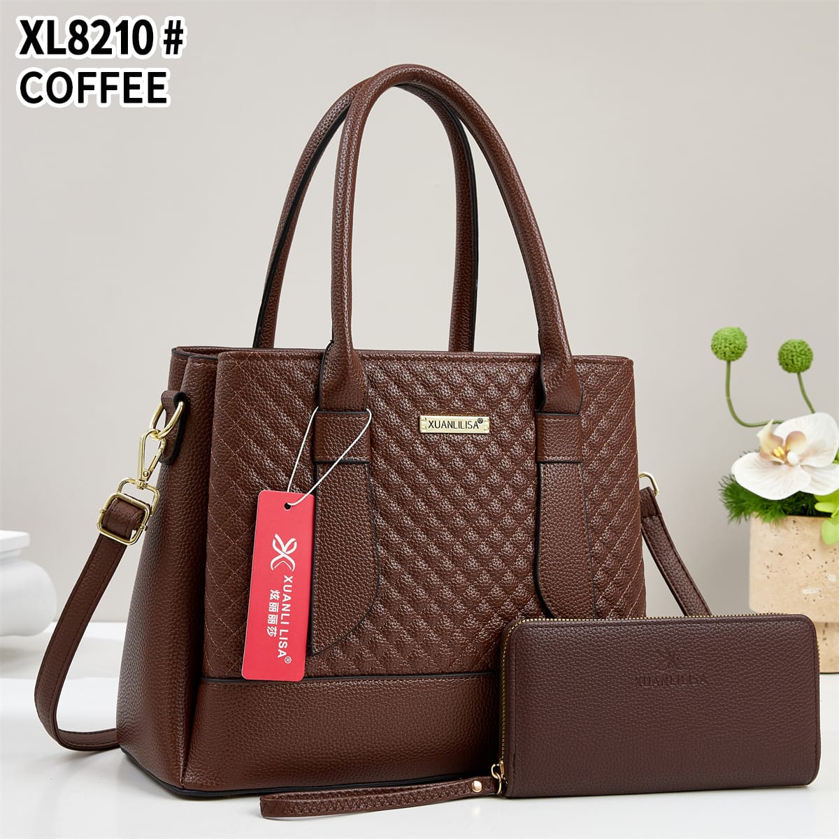 Best price for Stylish 2 in 1 women’s handbag and wallet set made from ...